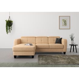 Sit & More Ecksofa SIT & MORE "Belluci L-Form", braun (macciato), B:247cm H:85cm T:170cm, Sofas, Ecksofa, inklusive Federkern, wahlweise mit Bettfunktion und Bettkasten