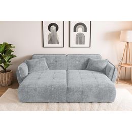 Big-Sofa Home Affaire "MIRELDA Design-Sofa mit Steppungen, extra tief, Breite 251 cm", hellgrau, B:251cm H:81cm T:155cm, 100% Polyester, Sofas, Big-Sofa, elegant und bequem, enth&auml;lt 2 Zierkissen, belastbar bis 480kg