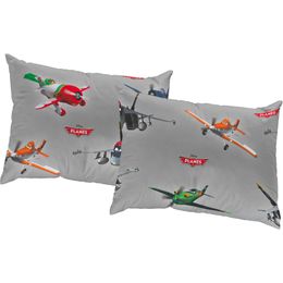Dekokissen WIRTH "Planes Lima" Gr. 3, grau (dunkelgrau, gemustert), B:40cm L:60cm, Polyester, Dekokissen_Sitzkissen_Kissenh&uuml;llen, Dekokissen, Disney, Kissenh&uuml;lle ohne F&uuml;llung, 2 St&uuml;ck