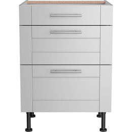 Unterschrank KOCHSTATION "KS-Ahus", grau (hellgrau matt, hellgrau), B:60cm H:87cm T:58,4cm, Schr&auml;nke, Unterschrank, Breite 60 cm