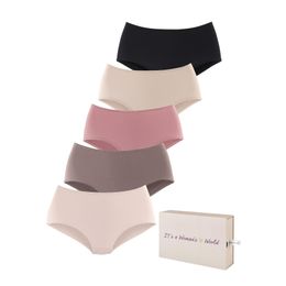 Taillenslip Lascana, Damen, Gr. 40/42, rosa (taupe, rose, beige, altrosa, schwarz), Single Jersey, Obermaterial: 95% Baumwolle, 5% Elasthan, unifarben, k&ouml;rpernah, Unterhosen Taillenslip, aus Baumwolle, mit sch&ouml;ner Aufbewahrungsbox