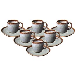 Tasse "Kaffeetassen mit Untertassen Lave 190 ml 6er Set", beige, Steingut, LIKE. BY VILLEROY & BOCH, Trinkgef&auml;&szlig;e, Tasse