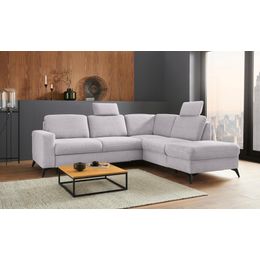 Ecksofa Home Affaire "Lolland L-Form", silber, B:249cm H:88cm T:212cm, Struktur impr&auml;gniert - feucht abwischbar (100% Polyester);Struktur Flausch (90% Polyester, 10% Polyamid);Luxus-Microfaser ALTARA NUBUCK (100% Polyester), Sofas, Ecksofa, Wahlweise mit Bettfunktion und Stauraum, auch mit abwischbarem Bezug