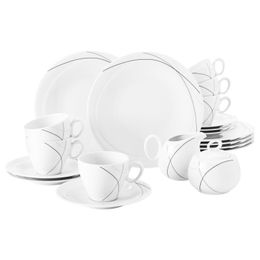 Geschirr-Set Seltmann Weiden "Kaffeeservice Trio Highline 20er Set schwarz-wei&szlig;", bunt (schwarz, wei&szlig;), 20 tlg., Porzellan, Geschirr-Sets, Geschirr-Set