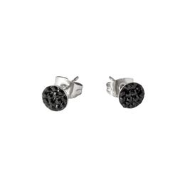 Paar Ohrstecker Firetti "Schmuck Geschenk Ohrschmuck rund", schwarz (edelstahlfarben, schwarz, schwarz), Ohrringe, Damen, 6mm, Edelstahl, Paar Ohrstecker, mit Kristallstein