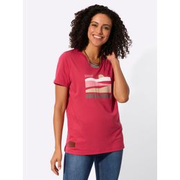 T-Shirt Casual Looks "Kurzarm-Shirt", Damen, Gr. 38, erdbeere, sand, 50% Baumwolle, 50% Modal, bedruckt, gemustert, mehrfarbig, Rundhals, Shirts T-Shirt