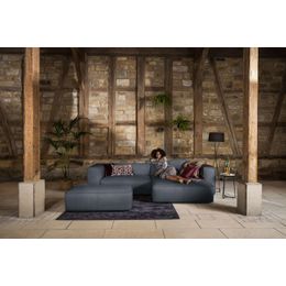 Ecksofa W.Schillig "around-the-block", blau (blau z69), B:300cm H:66cm T:164cm, Longlife Xtra-Leder Z69: Das feinnarbige, gedeckte Softleder Z69 besticht durch seine au&szlig;ergew&ouml;hnliche Weichheit im trendigen &raquo;Vintage-Look&laquo;, Hautst&auml;rke 0, 9 - 1, 1 mm;Longlife fabric Flachgewebe T88 (100% Polyester), Sofas, Ecksofa, inklusive Hocker, mit eleganter Biese, mit Federkern