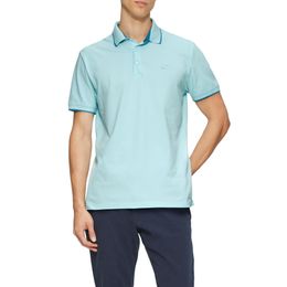 Poloshirt s.Oliver, Herren, Gr. S, blau (turquise), Piqu&eacute;, Obermaterial: 95% Baumwolle, 5% Elasthan, unifarben, regular fit taillenbedeckt, gerader Abschluss kontrastfarben, Shirts Poloshirt, mit Kontrast-Details