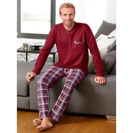 TopTen Schlafanzug TOP TEN, Herren, Gr. 52/54, rot (weinrot, kariert), 100% Baumwolle, Homewear-Sets Schlafanzug