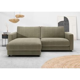 Ecksofa Home Affaire "Ecksofa Jiro, L-Form, gro&szlig;e Sitztiefe, Breite 226 cm", oliv, B:226cm H:85cm T:190cm, 100% Polyester, Sofas, Ecksofa, lose Sitz- & R&uuml;ckenkissen, weicher Polsteraufbau, komfortabel & modern
