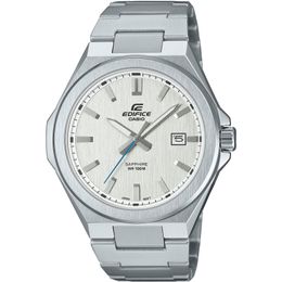 Quarzuhr CASIO EDIFICE, silber (wei&szlig;, silberfarben), Armbanduhren, Herren, Quarzuhr, Armbanduhr, Herrenuhr, bis 10 bar wasserd. Edelstahlarmband,Saphirglas