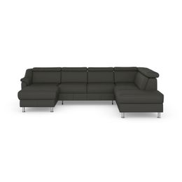 Sit & More Wohnlandschaft SIT & MORE "Freetown U-Form", braun (mocca), B:315cm H:84cm T:216cm, Sofas, Wohnlandschaft, Kopfteilverstellung und Federkern, wahlweise mit Bettfunktion