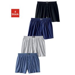 Weiter Boxer Le Jogger, Herren, Gr. 7, 4 Stk., blau (schwarz, marine, grau, meliert, blau, meliert), Jersey, Obermaterial: 100% Baumwolle, unifarben, bequem, Unterhosen Weiter Boxer, aus angenehm weicher Baumwoll-Qualit&auml;t, Topseller