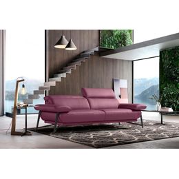 2,5-Sitzer Egoitaliano "Anais, Designsofa mit erstklassigem Sitzkomfort, Fu&szlig;farbe schattengrau", lila (violett), Sofas, B/H/T: 232cm x 74cm x 106cm, Leder NUVOLE, Leder &raquo;NUVOLE&laquo; (Echtes Rindsleder). Halbnat&uuml;rliches, halbnarbiges Rindsleder mit einer nat&uuml;rlichen K&ouml;rnung von 1, 2 bis 1, 4 mm. Dieses Leder hat eine weiche, wachsartige Haptik mit mattem Aussehen und einem Wolkeneffekt. Es handelt sich