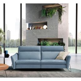 2-Sitzer Egoitaliano "Gaia, modern, elegant und super komfortabel mit hoher R&uuml;ckenlehne", blau (hellblau), B:220cm H:96cm T:93cm, Luxus-Micofaser Lederoptik (100% Polyester) ist ein neues technisches Gewebe mit einem visuellen und taktilen Aspekt, der dem Nubuk sehr nahe kommt, mit innovativen Eigenschaften. Seine au&szlig;erordentliche Weichheit kommt von einem exklusiven Produktionsprozess, der Unrein