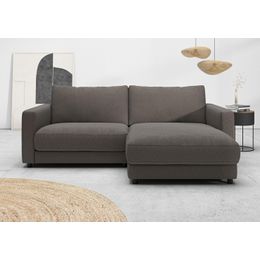 Ecksofa Home Affaire "Ecksofa Jiro, L-Form, gro&szlig;e Sitztiefe, Breite 226 cm", mocca, B:226cm H:85cm T:190cm, 85% Polyester, 15% Viskose, Sofas, Ecksofa, lose Sitz- & R&uuml;ckenkissen, weicher Polsteraufbau, komfortabel & modern