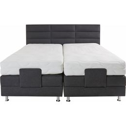 Boxbett, grau, B:214cm L:210cm, Box und Kopfteil: Feinstrukturstoff (77% Polyester und 23% Viskose);Bezug der Obermatratze: 100% Polyester, Westfalia Schlafkomfort, Komplettbetten, Boxbett, mit Motor in diversen Ausf&uuml;hrungen