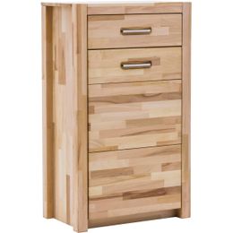 Garderobenschrank MCA LIVING "Fenja Kommode, Schrank, Dreht&uuml;renschrank - H&ouml;he 112 cm", kernbuchefarben, B:66cm H:112cm T:40cm, Massivholz, Schr&auml;nke, Garderobenschrank, Massivholz, Kernbuche, 1 T&uuml;r, 1 Schubkasten, Breite 66 cm