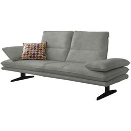 2-Sitzer W.Schillig "broadway", grau (grau s37), B:216cm H:94cm T:96cm, Stoff S37 (100% Polyester): Luxus-Microfaser in Lederoptik, Sofas, 2-Sitzer, Sitztiefenverstellung, Kopfteil- & Seitenteilverstellung, Breite 216cm