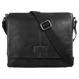Messenger Bag Bodenschatz, Damen, Gr. B/H/T: 33cm x 29cm x 6cm onesize, schwarz, Leder, Strukturmuster, Taschen Messenger Bag, echt Leder