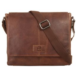 Messenger Bag Bodenschatz, Damen, Gr. B/H/T: 33cm x 29cm x 6cm onesize, braun (cognac), Leder, Strukturmuster, Taschen Messenger Bag, echt Leder