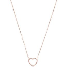 Kette mit Anh&auml;nger Amor "Herz", ros&eacute;goldfarben, wei&szlig;, Halsketten, Damen, Silber 925 (Sterlingsilber), L: 45 B: 1,4mm, Kette mit Anh&auml;nger, mit Zirkonia (synth.), B:1,4mm
