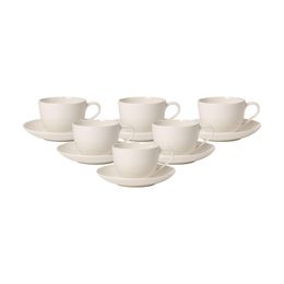 Villeroy & Boch Tasse VILLEROY & BOCH "Kaffeetassen mit Untertassen For Me 160 ml 6er Set wei&szlig;", wei&szlig;, Porzellan, Trinkgef&auml;&szlig;e, Tasse