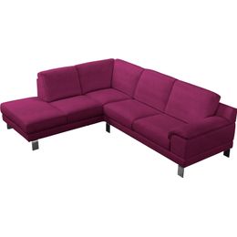 Ecksofa Egoitaliano "Shakira, Design und Sitzkomfort auf hohem Niveau, tolle Details", pink (fuchsia), B:240cm H:84cm T:212cm, Sofas, Ecksofa, mit Ottomane, L-Form, elegante Metallf&uuml;&szlig;e
