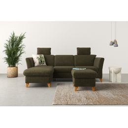 Ecksofa Home Affaire "Trelleborg L-Form", gr&uuml;n (olive), B:249cm H:86cm T:162cm, 100% Polyester, Sofas, Ecksofa, Federkern-Polsterung, wahlweise mit Bettfunktion und Bettkasten