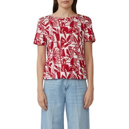 Print-Shirt s.Oliver, Damen, Gr. 40, chilli pepper aop, Jersey, Obermaterial: 50% Baumwolle, 50% Modal, bedruckt, gebl&uuml;mt, regular fit h&uuml;ftbedeckend, Rundhals, Shirts Print-Shirt, im O-Shape mit Cut-out