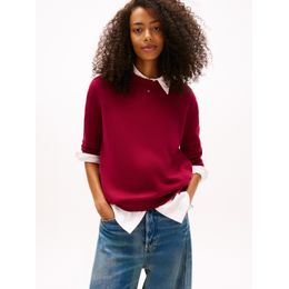 Strickpullover Tommy Jeans "TJW ESSENTIAL CREW SWEATER EXT", Damen, Gr. M (38), lavish cerise, Feinstrick, Obermaterial: 100% Baumwolle, unifarben, regular fit normal, Rundhals, Rippstrickb&uuml;ndchen, Pullover Strickpullover