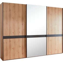 Schwebet&uuml;renschrank Wiemann "Rialto", grau (bianco, eiche, nachbildung, graphit, kristallspiegel), B:295,2cm H:217cm T:67cm, Schr&auml;nke, Schwebet&uuml;renschrank, hochwertige Dekorfront mit Spiegelt&uuml;r