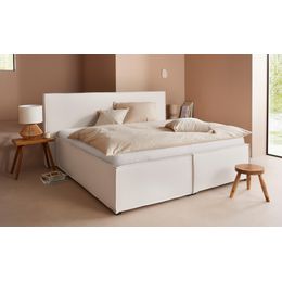 Polsterbett "Isaline", beige, B:213cm L:213cm, 100% Polyester, LeGer Home by Lena Gercke, Betten, Polsterbett, wahlweise ohne Matratze oder mit 3 Matratzenarten, Kopfteilh&ouml;he 107 cm