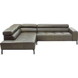 Ecksofa Home Affaire "Claya, L-Form, incl. Kopfteilverstellung, Breite 276 cm", gr&uuml;n (olive), B:276cm H:71cm T:219cm, 100% Leder, Sofas, Ecksofa, wahlweise elektrischer Sitzvorzug