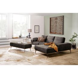 Ecksofa W.Schillig "run, Designsofa mit tollem Sitzkomfort, L-Form", grau (antracite s37), B:299cm H:88cm T:178cm, Longlife Xtra-Leder Z73: Naturwalkleder der Luxusklasse aus den erlesensten Rohh&auml;uten. Hautst&auml;rke 1, 1 &ndash; 1, 3 mm;ROHLEDER Jacquard-Flachgewebe Q2 W60 (63% Polyester, 37% Polyacryl);ROHLEDER Chenille-Flachgewebe Q2 W77 (68% Polyacryl, 32% Polyester);Stoff S37 (100% Polyester), Sofas, E
