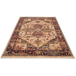 Wollteppich Theko "Saharna 2886" Gr. 3, beige, B:120cm H:10mm L:150cm, Wolle, Teppiche, Wollteppich, reine Wolle, Orient-Optik, mit Fransen