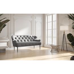 2,5-Sitzer Home Affaire "Amber", grau, B:173cm H:97cm T:87cm, 90% Polyester, 10% Polyamid, Sofas, 2 5-Sitzer, mit Knopfheftung,in verschieden Stoffarten