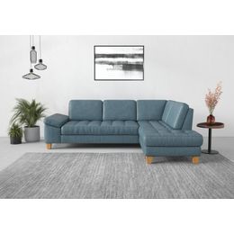 Sit & More Ecksofa SIT & MORE "Westham L-Form", bunt (graublau), B:261cm H:88cm T:179cm, 100% Polyester, Sofas, Ecksofa, mit Ottomane, mit oder ohne Bettfunktion, Bettkasten, Verstellung