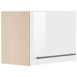 Klapph&auml;ngeschrank Optifit "Bern", wei&szlig; (wei&szlig; hochglanz, akaziefarben), B:60cm H:44,8cm T:34,9cm, Schr&auml;nke, Klapph&auml;ngeschrank, Breite 60 cm, 1 Klappe inkl. D&auml;mpfer, mit Metallgriff