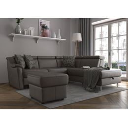 Sit & More Ecksofa SIT & MORE "Freetown L-Form", braun, B:252cm H:84cm T:216cm, Sofas, Ecksofa, inklusive Kopfteilverstellung und komfortablem Federkern