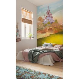 Kindertapete Komar "Disney Princess Belle Castle River", bunt, B:150m H:250m, Vlies, Tapeten, Kindertapete