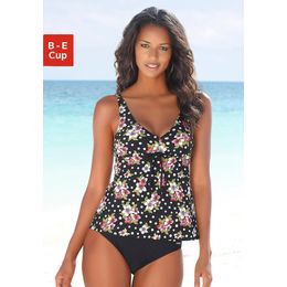 B&uuml;gel-Tankini Lascana, Damen, Gr. 38, Cup B, schwarz (schwarz, bedruckt), Polyamid, gebl&uuml;mt, gepunktet, Bikini-Sets B&uuml;gel-Tankini, im angesagten Design
