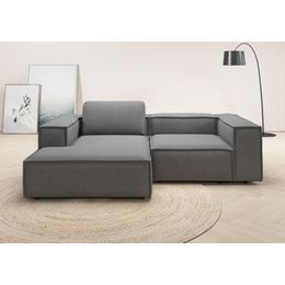 Ecksofa Home Affaire "Watertown, kompakte L-Form, 246 cm breite f&uuml;r kleinere R&auml;ume", grau, B:246cm H:68cm T:171cm, 100% Polyester, Sofas, Ecksofa, modernes Ecksofa mit Feincordbezug, platzsparend & bequem