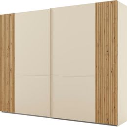Schwebet&uuml;renschrank Musterring "Isabelle", beige (champagner, dekor), B:296,3cm H:236cm T:67cm, Hartfaserplatte, Holzwerkstoff, Schr&auml;nke, Schwebet&uuml;renschrank, T&uuml;ren mit Lamellenoptik, verschiedene Gr&ouml;&szlig;en und Farben, H&ouml;he 236cm