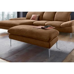 Hocker W.Schillig "enjoy&MORE", braun (chocolate s37), B:106cm H:45cm T:71cm, Chenille-Flachgewebe R66 (85% Polyester, 15% Nylon);Longlife Xtra-Leder Z59: Glattleder mit modischer Pr&auml;gung. Hautst&auml;rke 0, 9 - 1, 1 mm;Stoff S37 (100% Polyester), Hocker, Hocker, F&uuml;&szlig;e silber matt, Breite 106 cm
