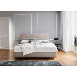 Stauraumbett "Josie", grau (taupe), B:163cm H:107cm L:212cm, ATLANTIC HOME COLLECTION, Betten, Stauraumbett, mit Taschen-Federkernmatratze und Bettkasten