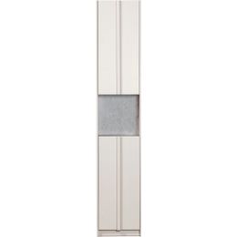 Vitrine Woood "Basu Smalle Hochschrank", wei&szlig;, B:40cm H:210cm T:42cm, FSC-zertifizierter Holzwerkstoff, Schr&auml;nke, Vitrine, 2 T&uuml;ren, 1 Schublade, H 210 cm x B 40 cm