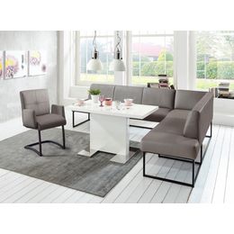 Eckbank exxpo - SOFA FASHION "Affogato, hoher Sitzkomfort, bequem", braun (schlamm), B:197cm H:82cm T:265cm, Struktur: Webvelour 100% Polyester, Sitzb&auml;nke, Eckbank, Frei im Raum stellbar