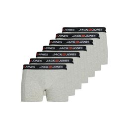 Jack & Jones Trunk JACK & JONES "JACCORP OLD LOGO TRUNKS 7 PACK", Herren, Gr. XL, 7 Stk., light grau melange pack:mix, Jersey, Obermaterial: 95% Baumwolle, 5% Elasthan, meliert, unifarben mit Farbeinsatz, eng, Unterhosen Trunk, Baumwollmischung