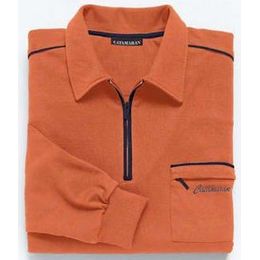 Poloshirt Catamaran "Langarm-Poloshirt", Herren, Gr. 48/50, orange (terrakotta), 100% Baumwolle, unifarben, ohne Ausschnitt, Shirts Poloshirt